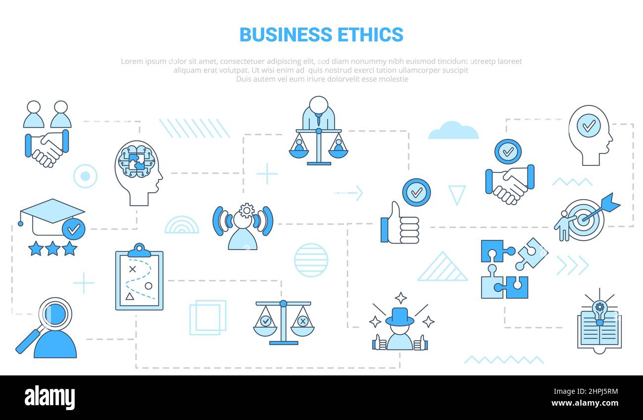 business ethics concept with icon set template banner with modern blue ...
