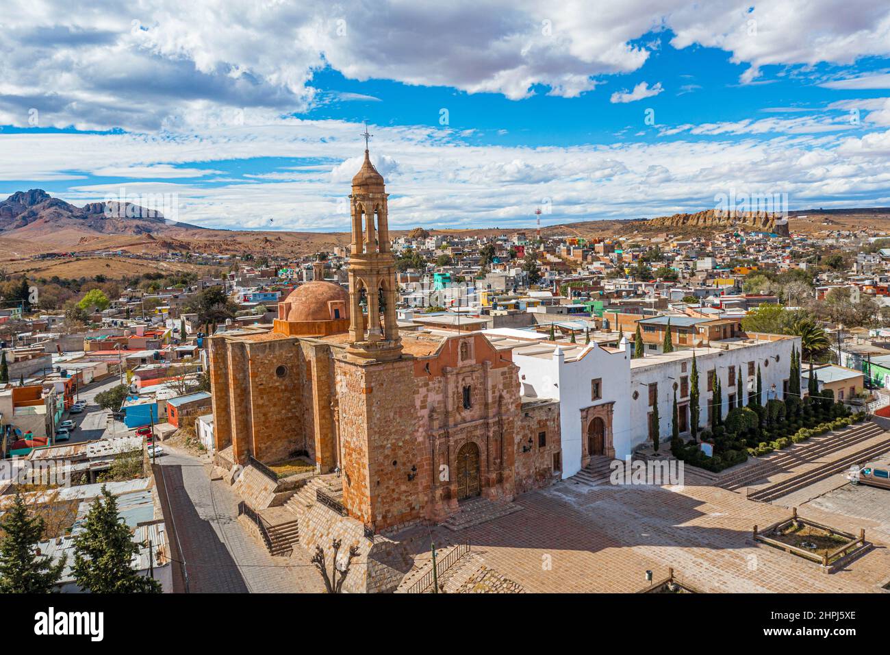 Sombrerete, Zacatecas Mexico. Aerial view of the magical town ...