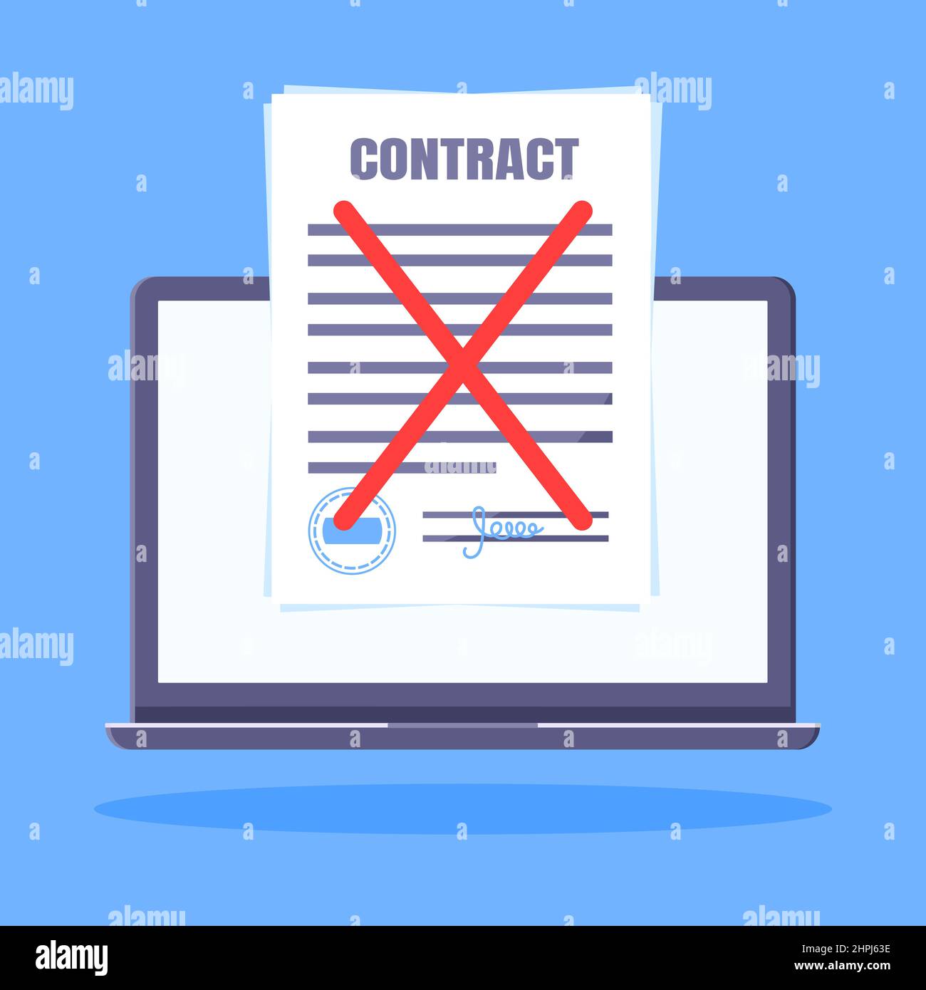 Contract cancellation business concept. Terminated tearing contract ...