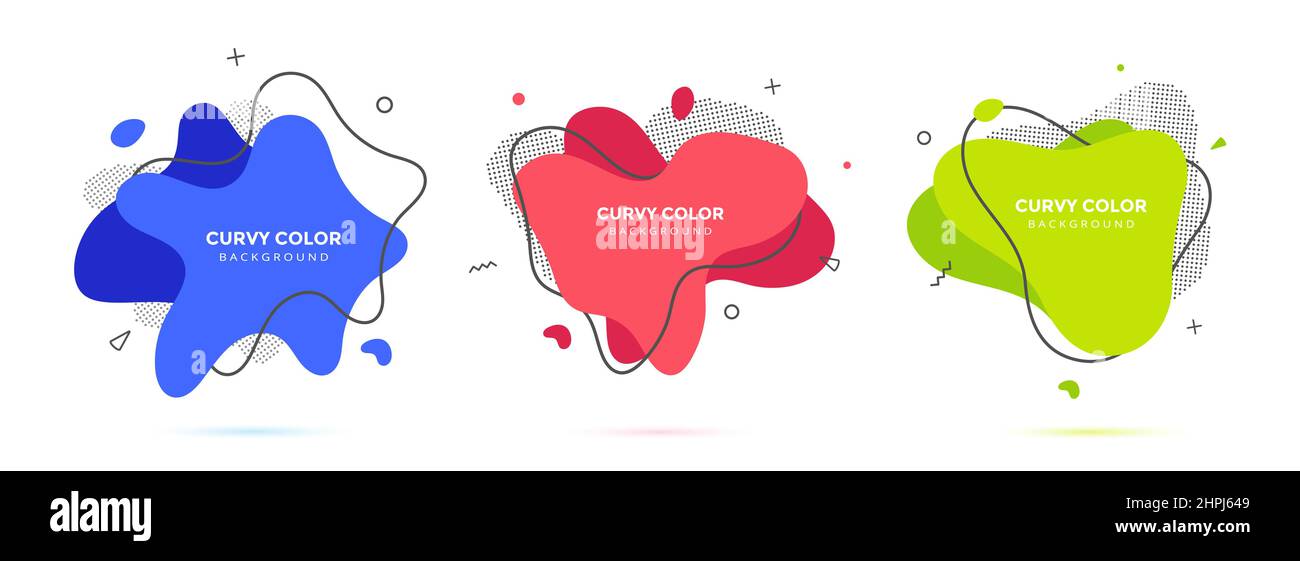 Modern liquid irregular amoeba blob shape abstract elements graphic flat style design fluid ...