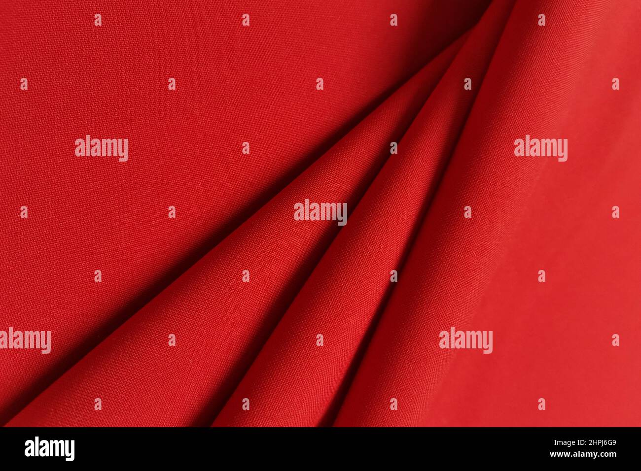Red crumpled or wavy fabric texture background. Abstract linen cloth ...