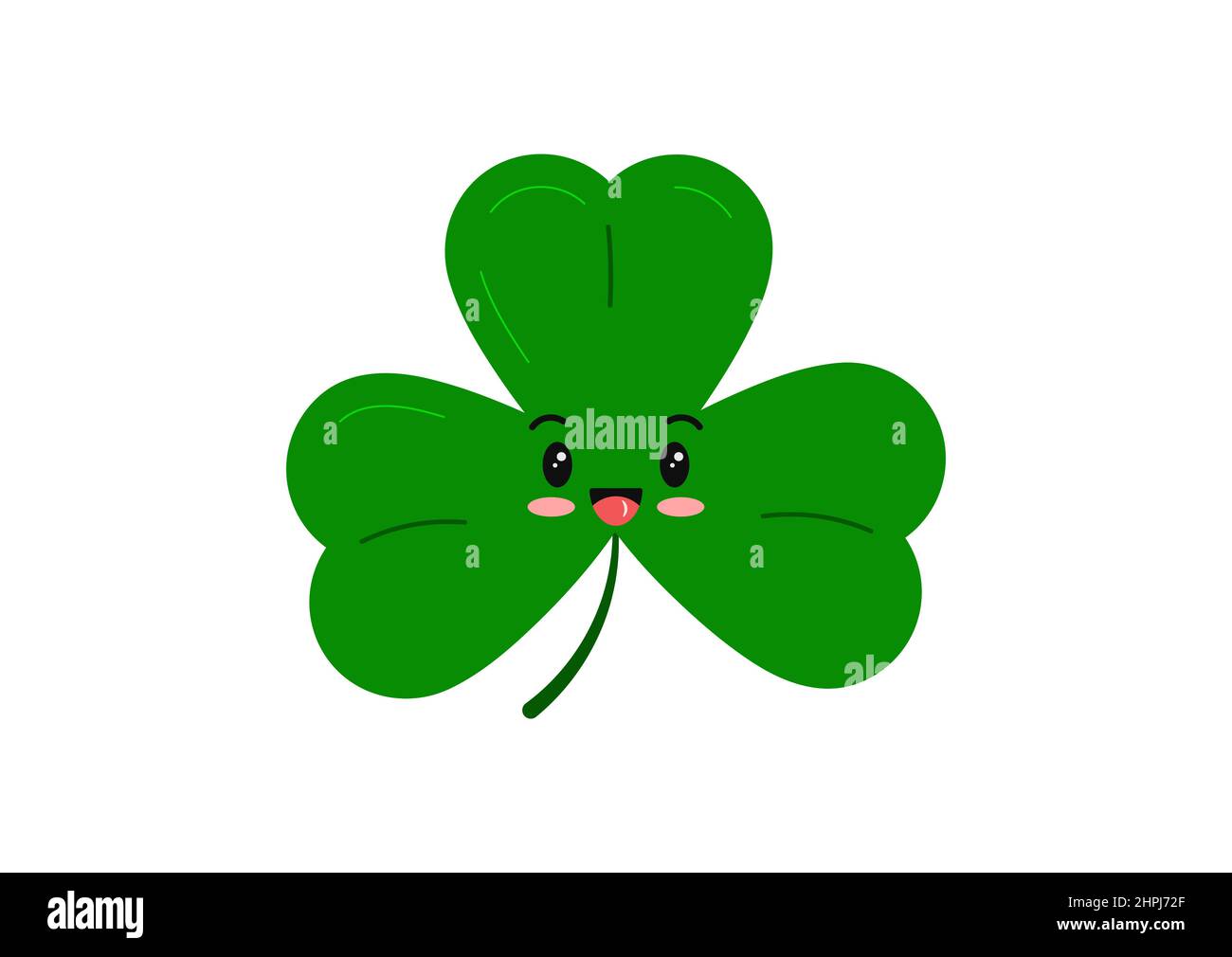 Cute irish shamrock clover smiling character isolated on white ...