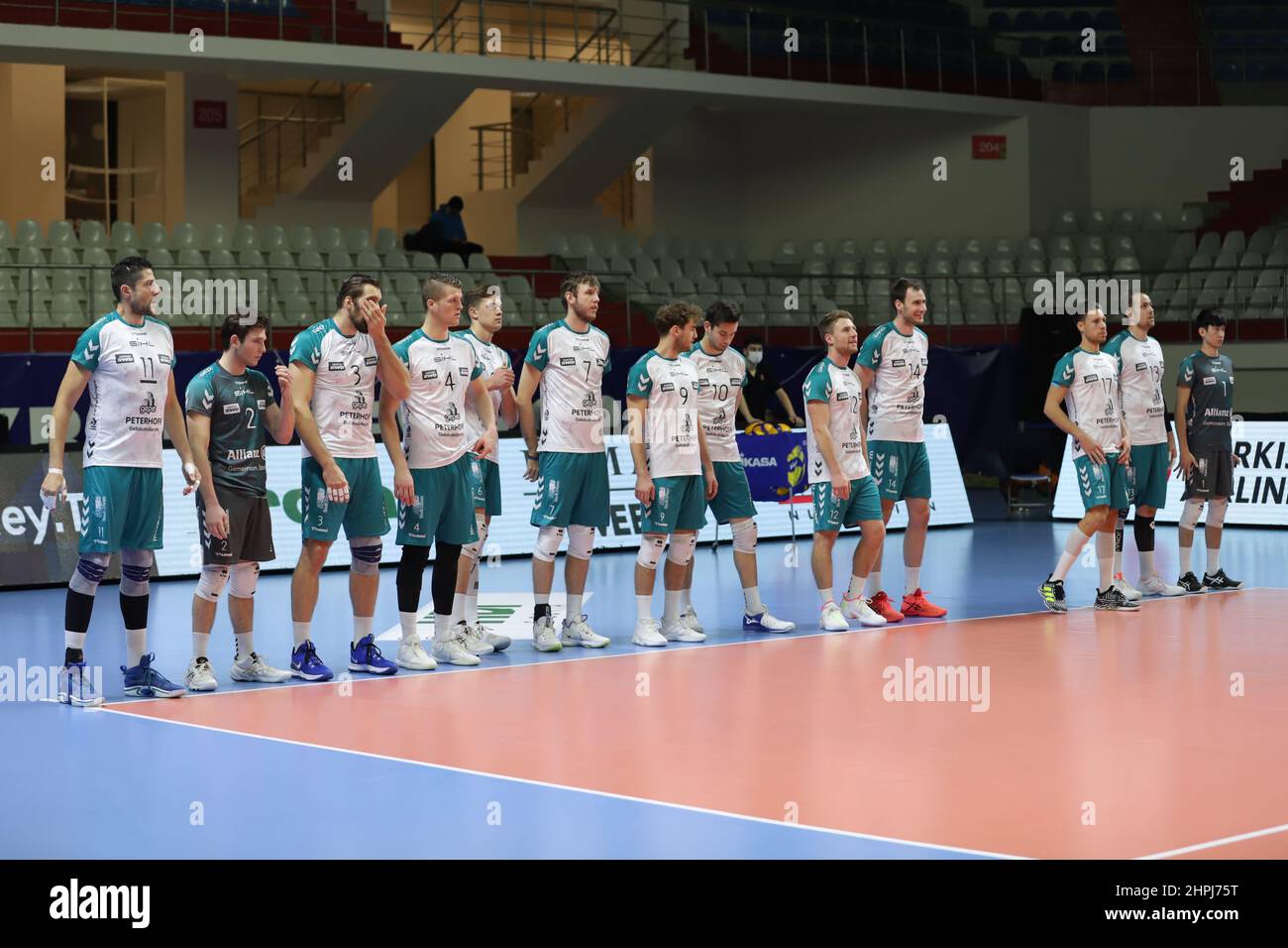 ISTANBUL, TURKEY - DECEMBER 08, 2021: SWD Powervolleys DUEREN players ...