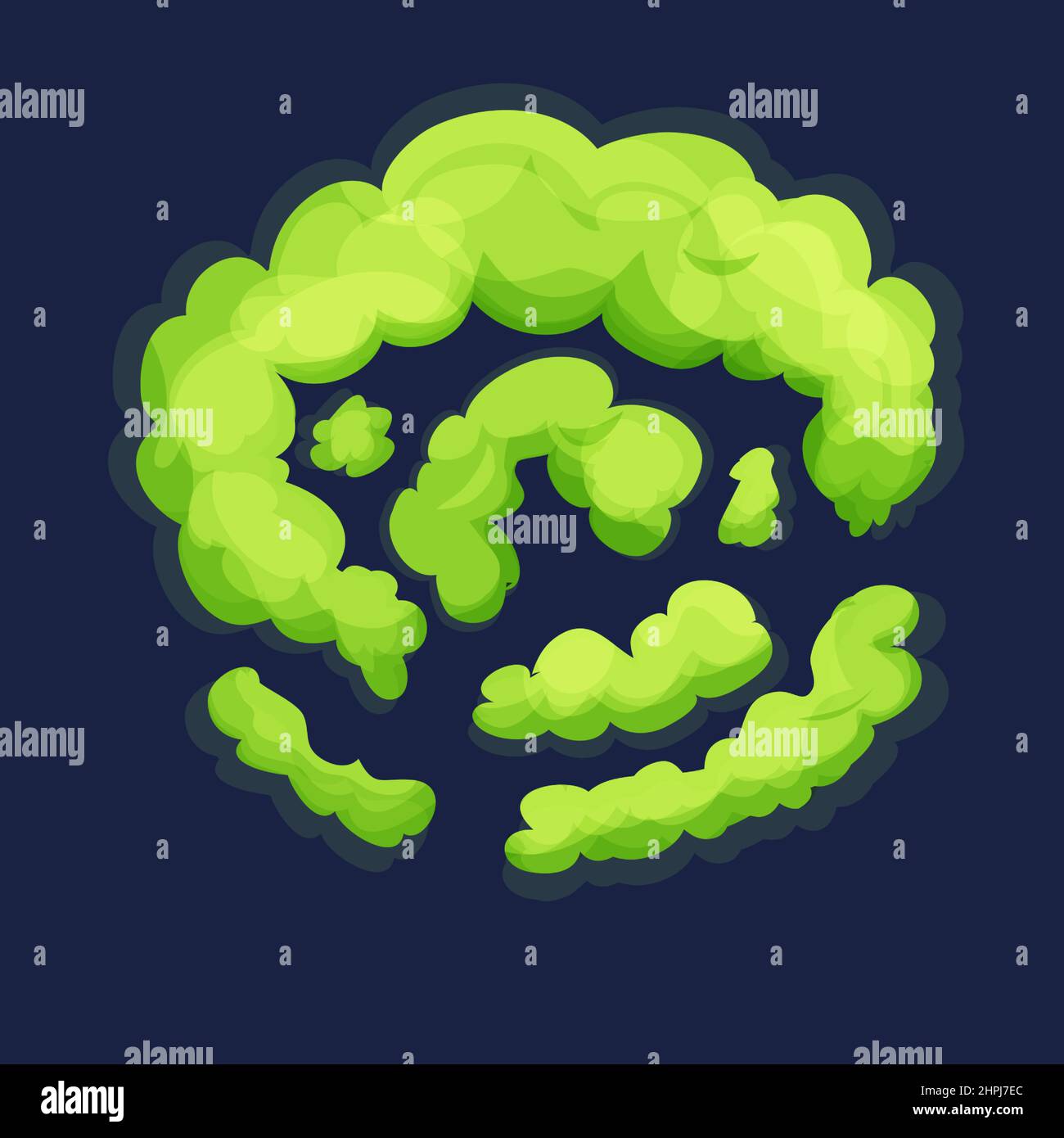 Green smell steam, toxic stink smoke, dust cloud or fart in comic ...