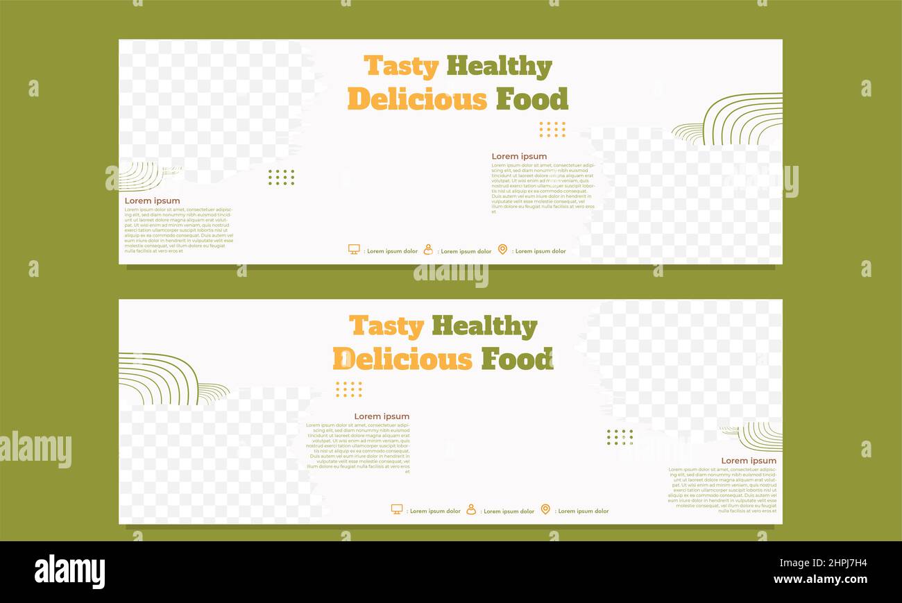 tasty healthy food horizontal banner template design Stock Photo - Alamy
