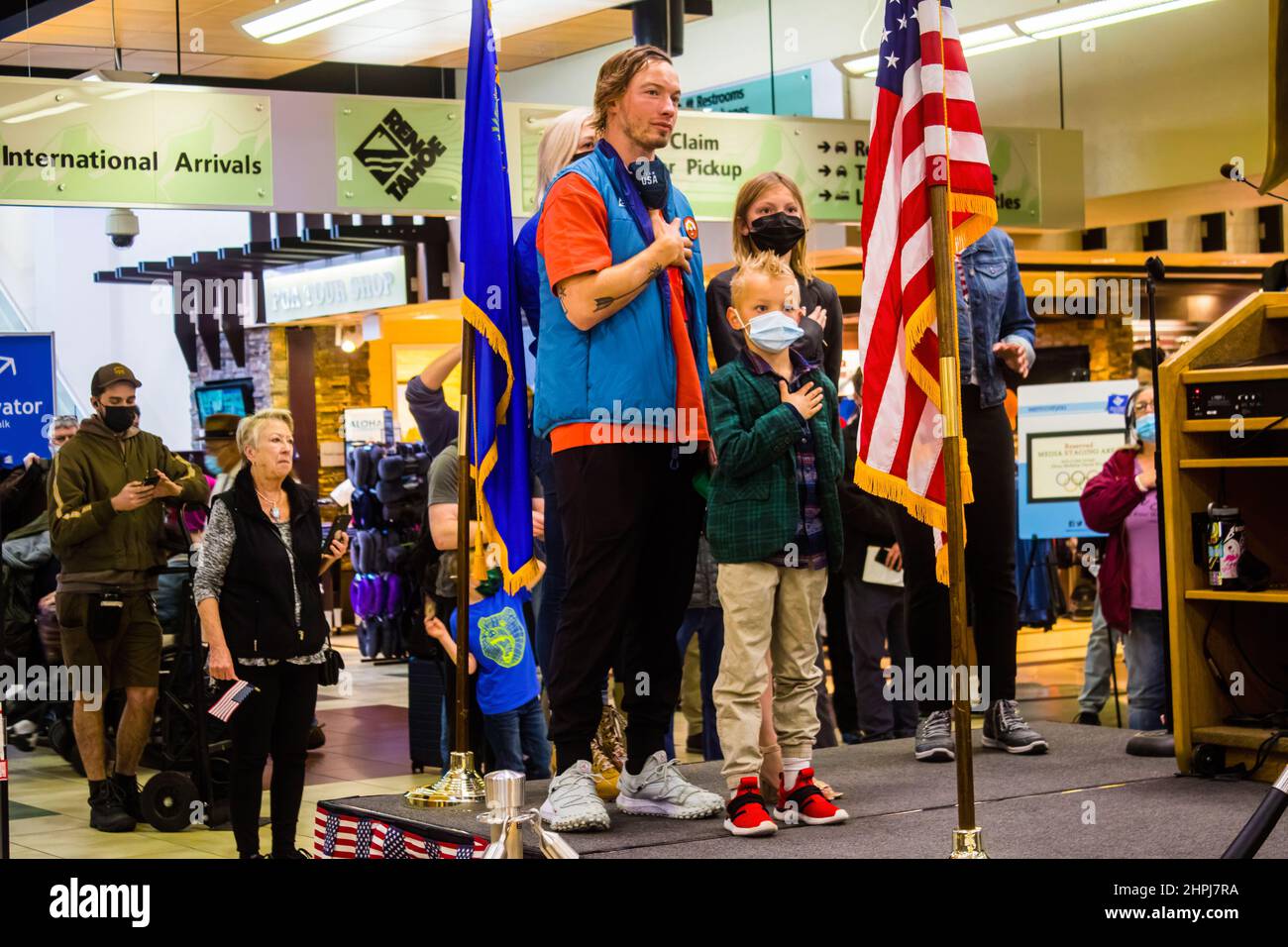 David Wise and family during the pledge of allegiance. David Wise ...