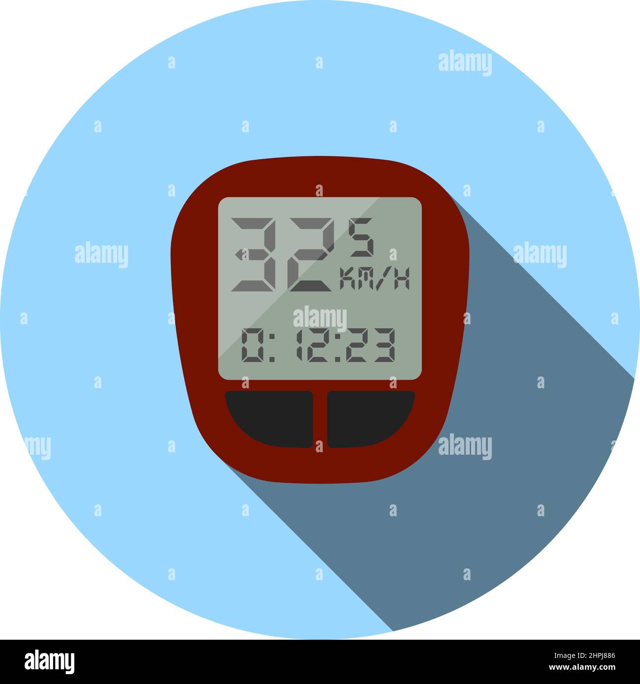 Bike Computer Icon. Flat Circle Stencil Design With Long Shadow. Vector ...