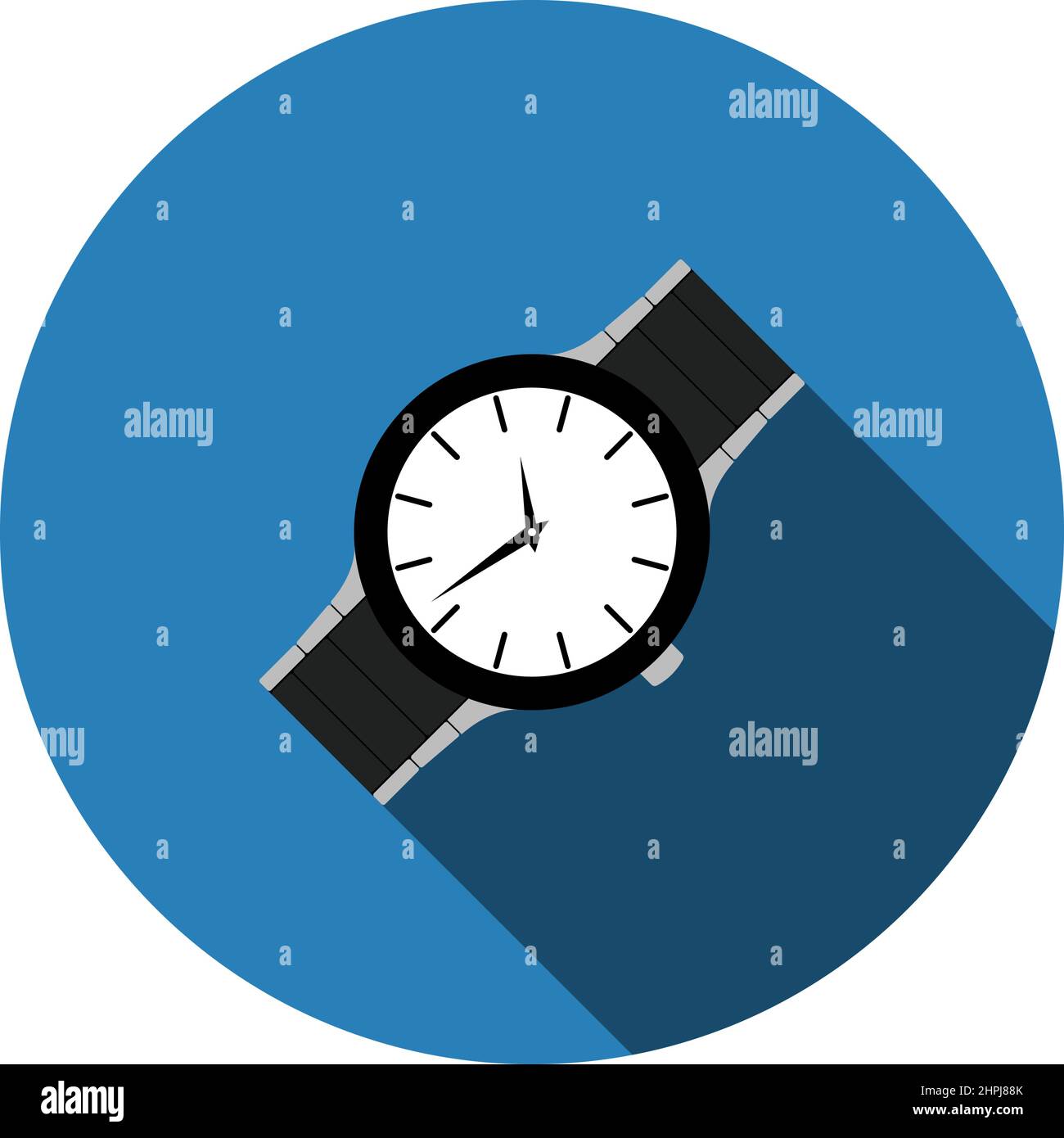 Business Woman Watch Icon. Flat Circle Stencil Design With Long Shadow ...