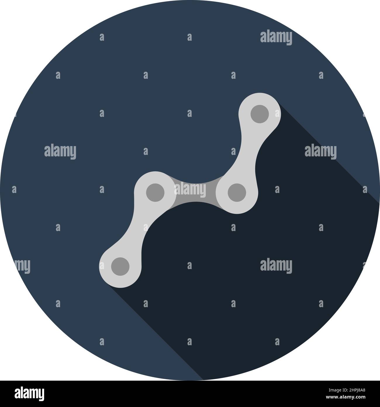 Bike Chain Icon. Flat Circle Stencil Design With Long Shadow. Vector ...