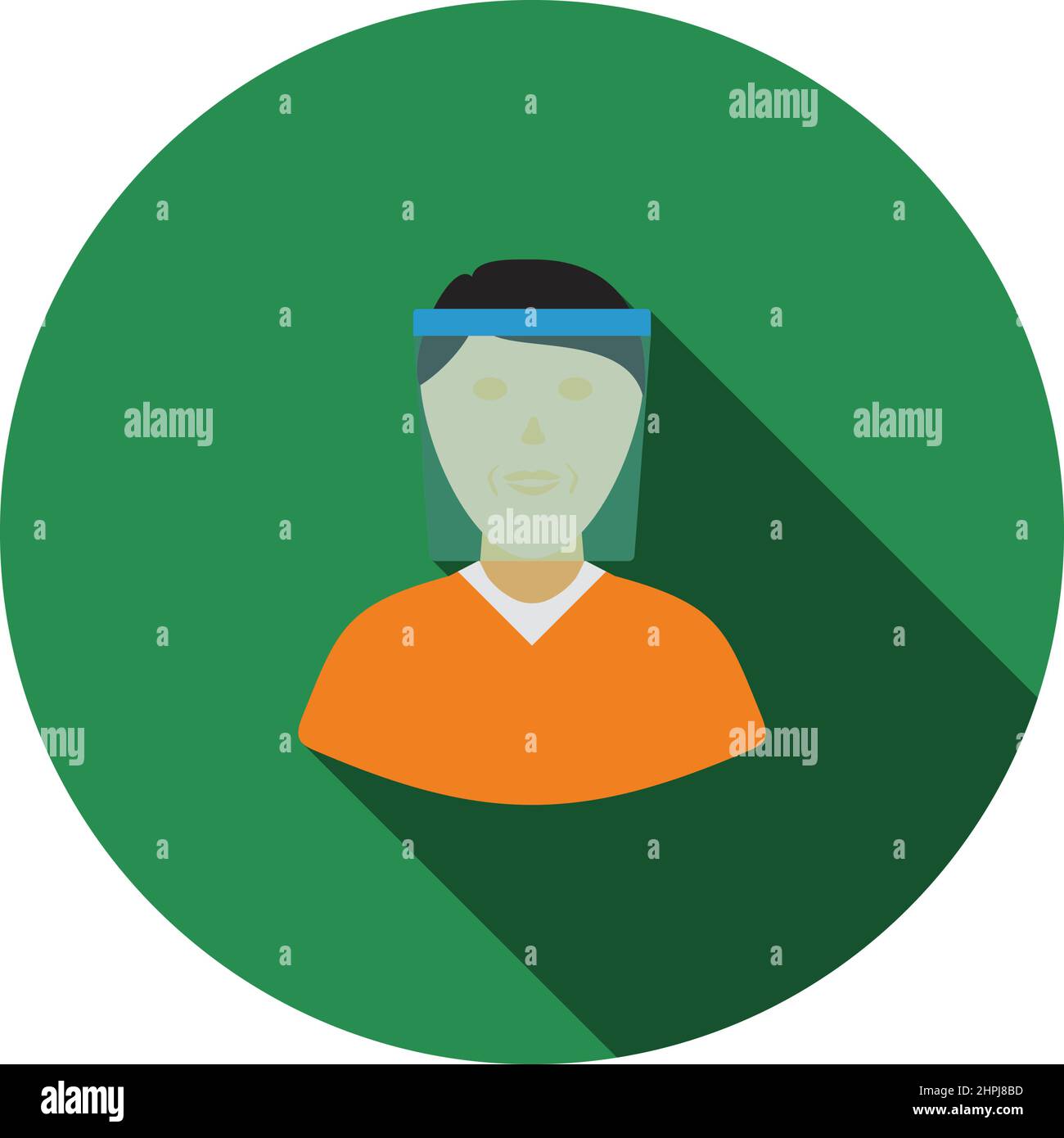 Face Shield Icon. Flat Circle Stencil Design With Long Shadow. Vector ...