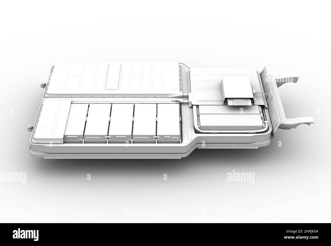Clay rendering. Cutaway View of Electric Vehicle Battery Pack. 3D ...