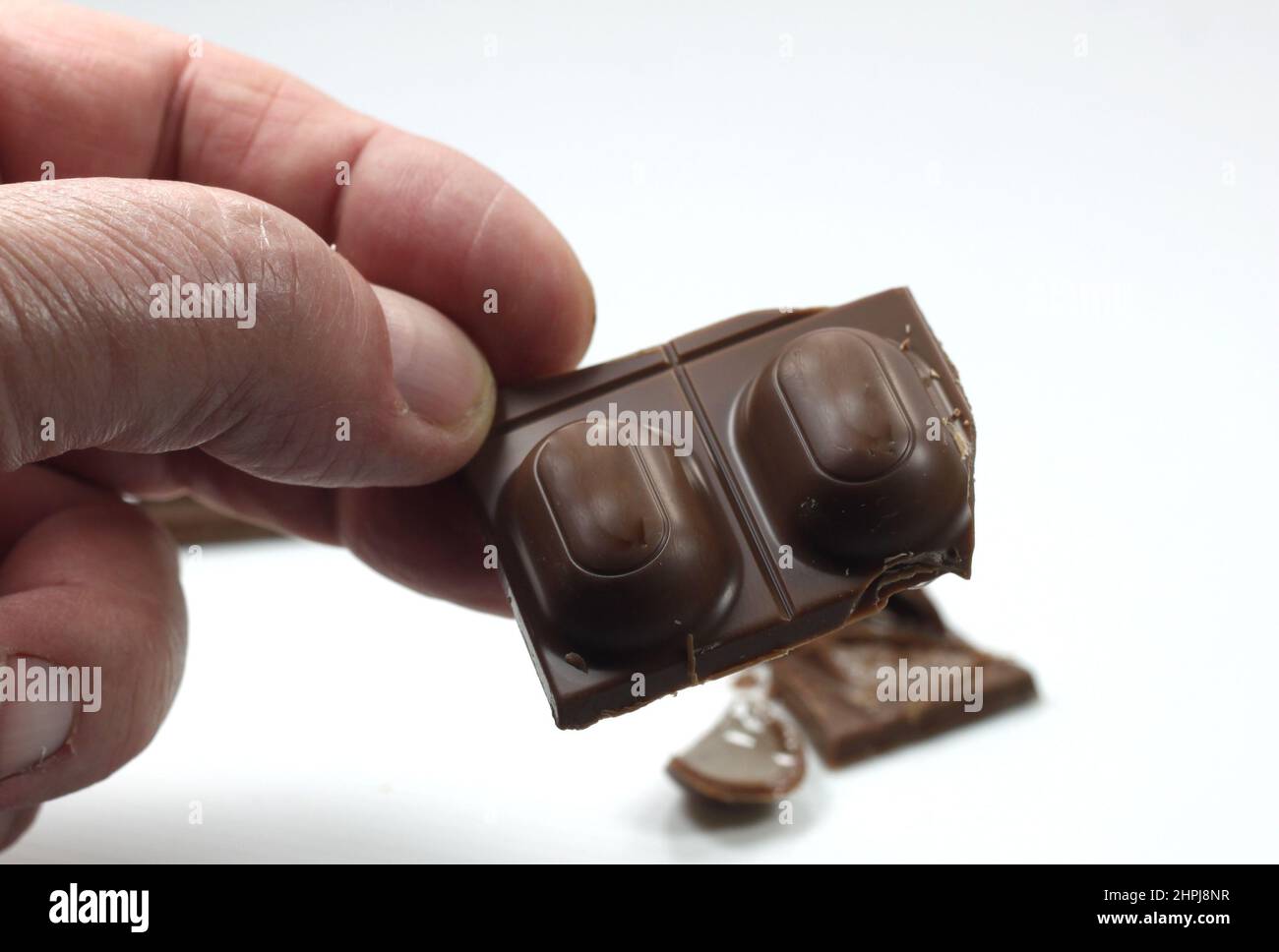 Chocolate bar filled with liqueur and sugar Stock Photo - Alamy