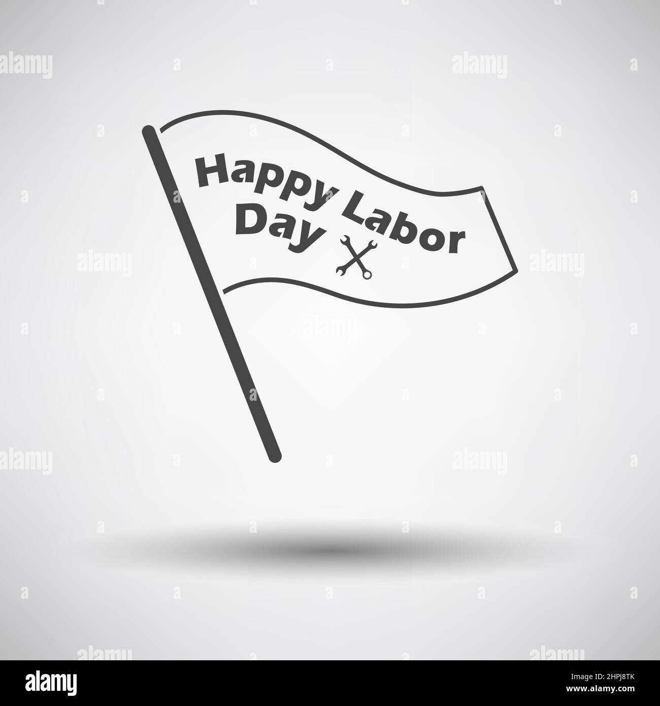 Labor Day Icon. Dark Gray on Gray Background With Round Shadow. Vector ...