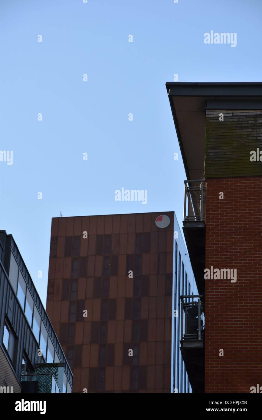The vertical shot of building in Manchester City centre with ...