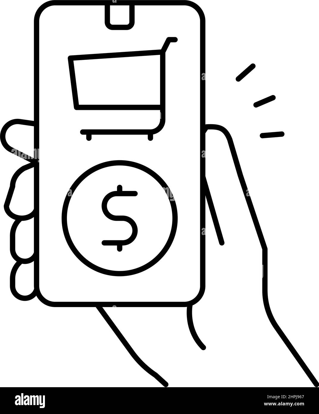 online buying phone app line icon vector illustration Stock Vector ...