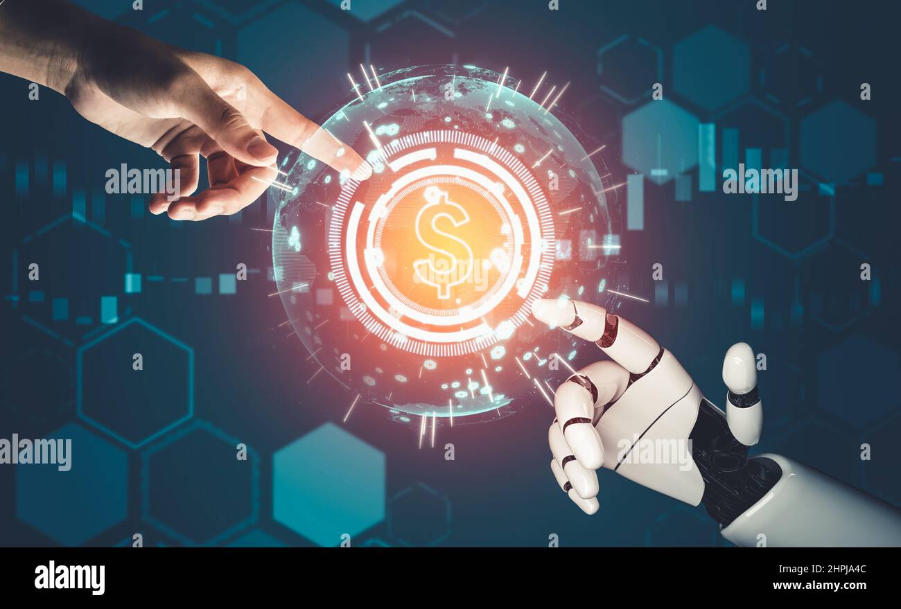 3D rendering futuristic droid robot technology development, artificial ...