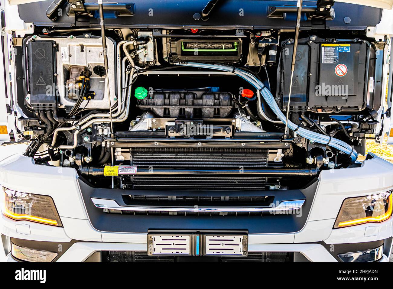 Cape Town, South Africa - February 17, 2022: Open engine compartment of ...