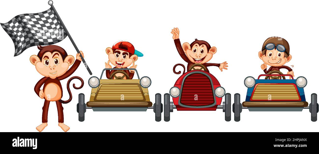 Cartoon race car driver monkey hi-res stock photography and images - Alamy