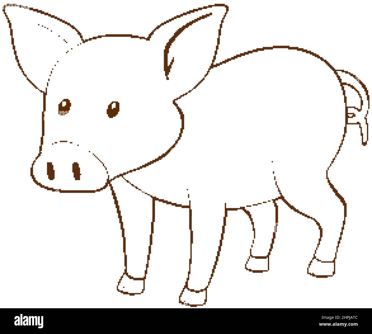 Pig in doodle simple style on white background illustration Stock ...