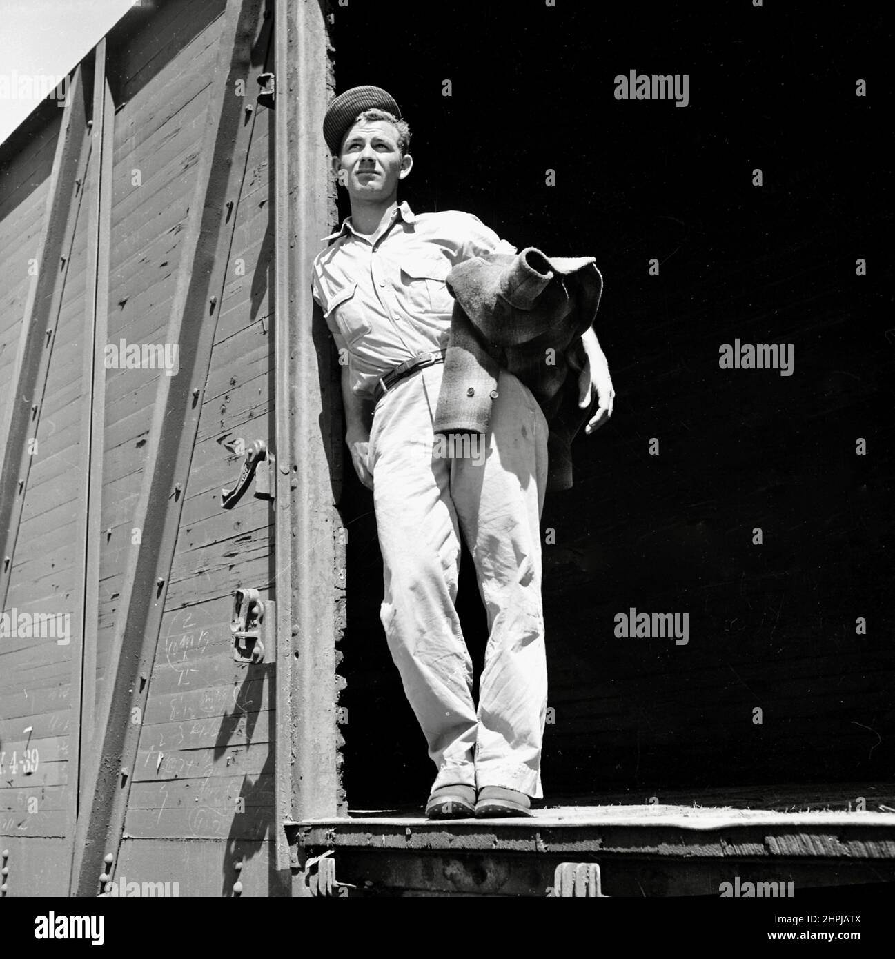 Hobo hopping freight train hi-res stock photography and images - Alamy