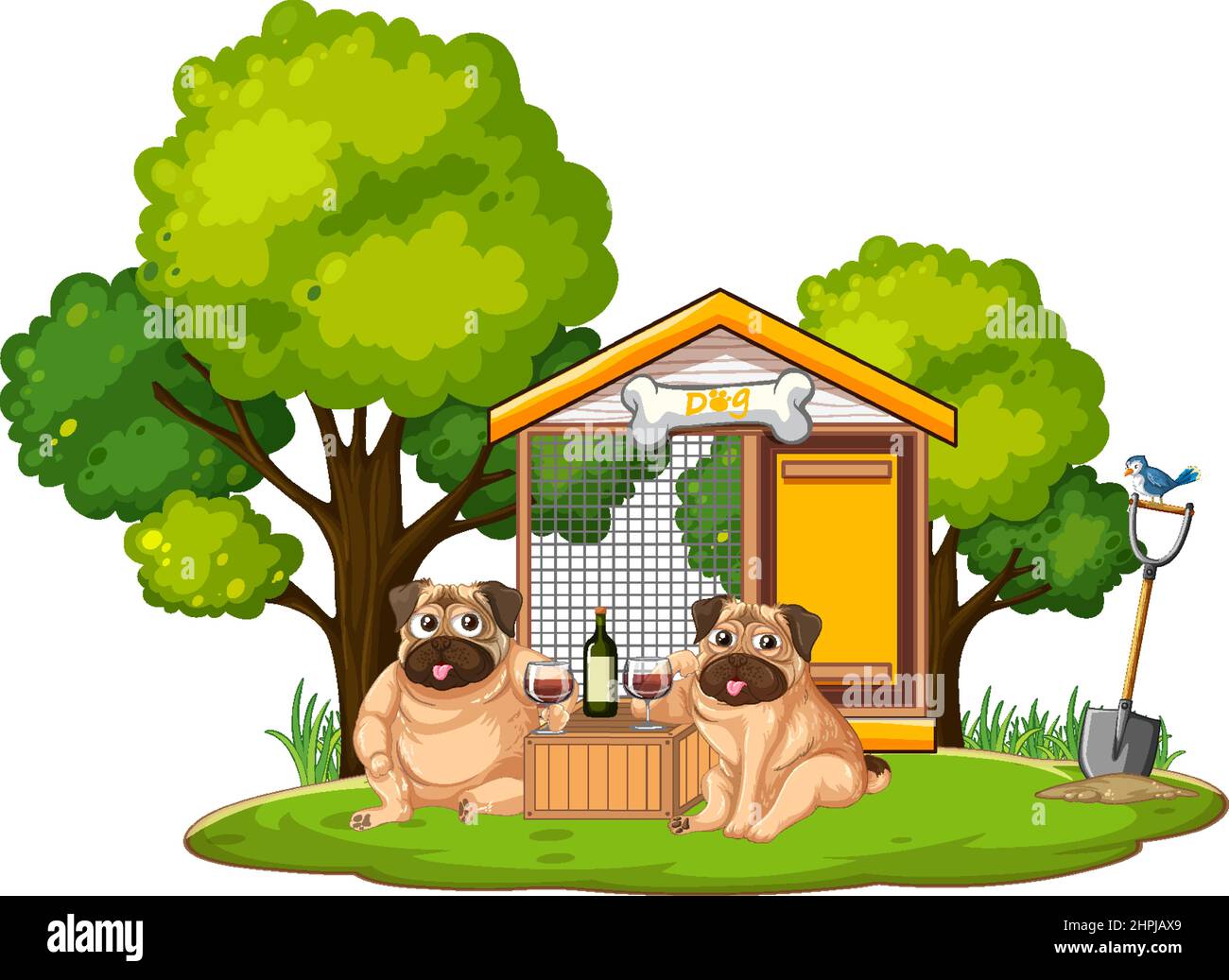 Two dogs drinking wine at home illustration Stock Vector Image & Art ...