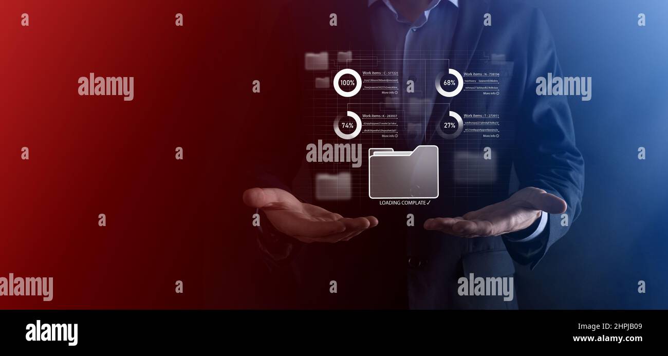 Business developer hand using board framework on virtual modern ...