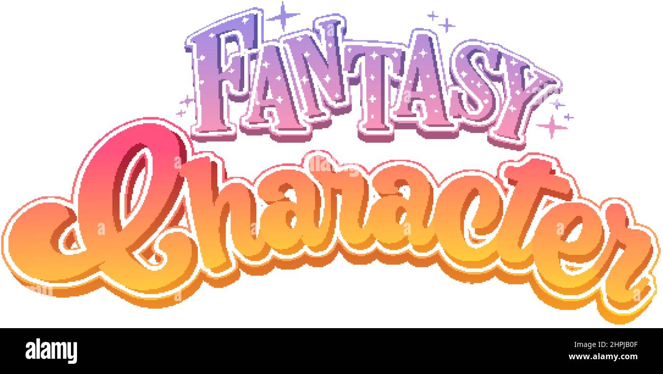 Fantasy Character text word in cartoon style illustration Stock Vector ...