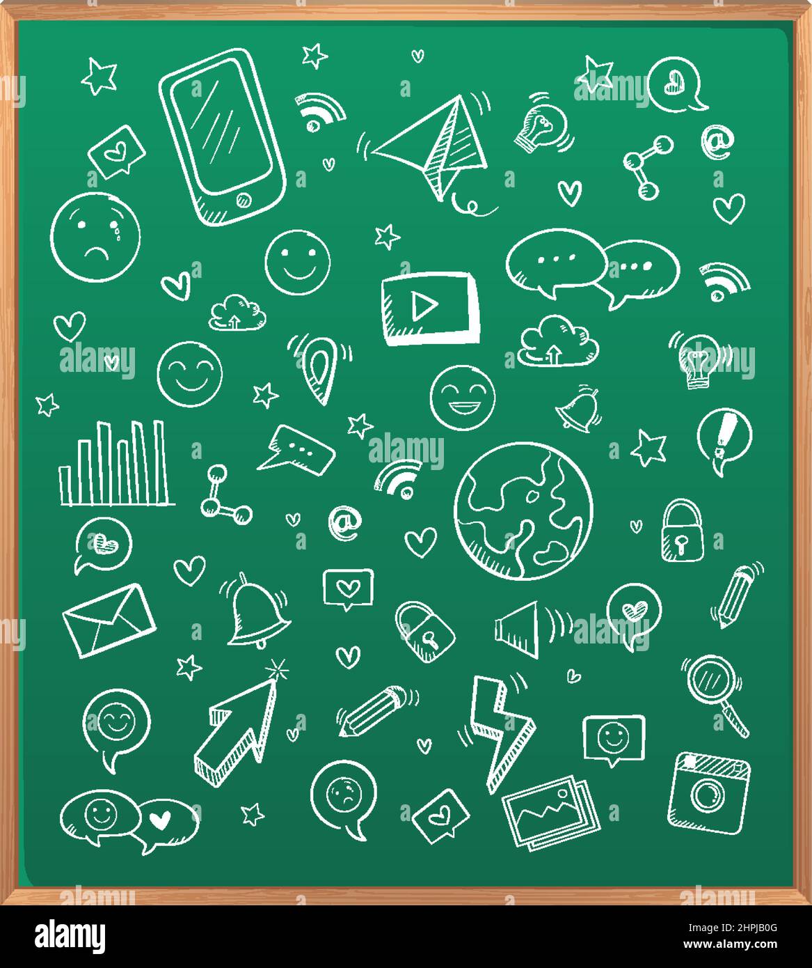 Hand drawn doodle icons on chalkboard illustration Stock Vector Image ...