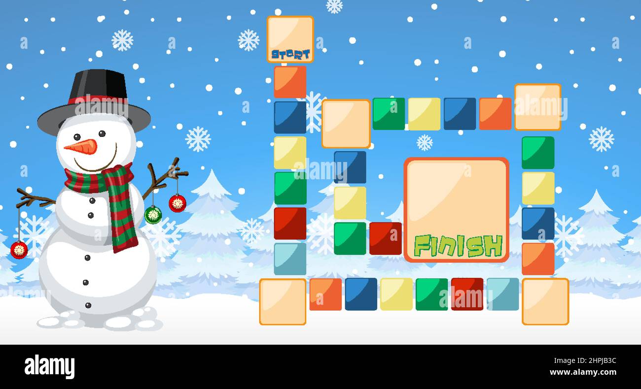 Snake and ladders game template in Christmas theme illustration Stock ...