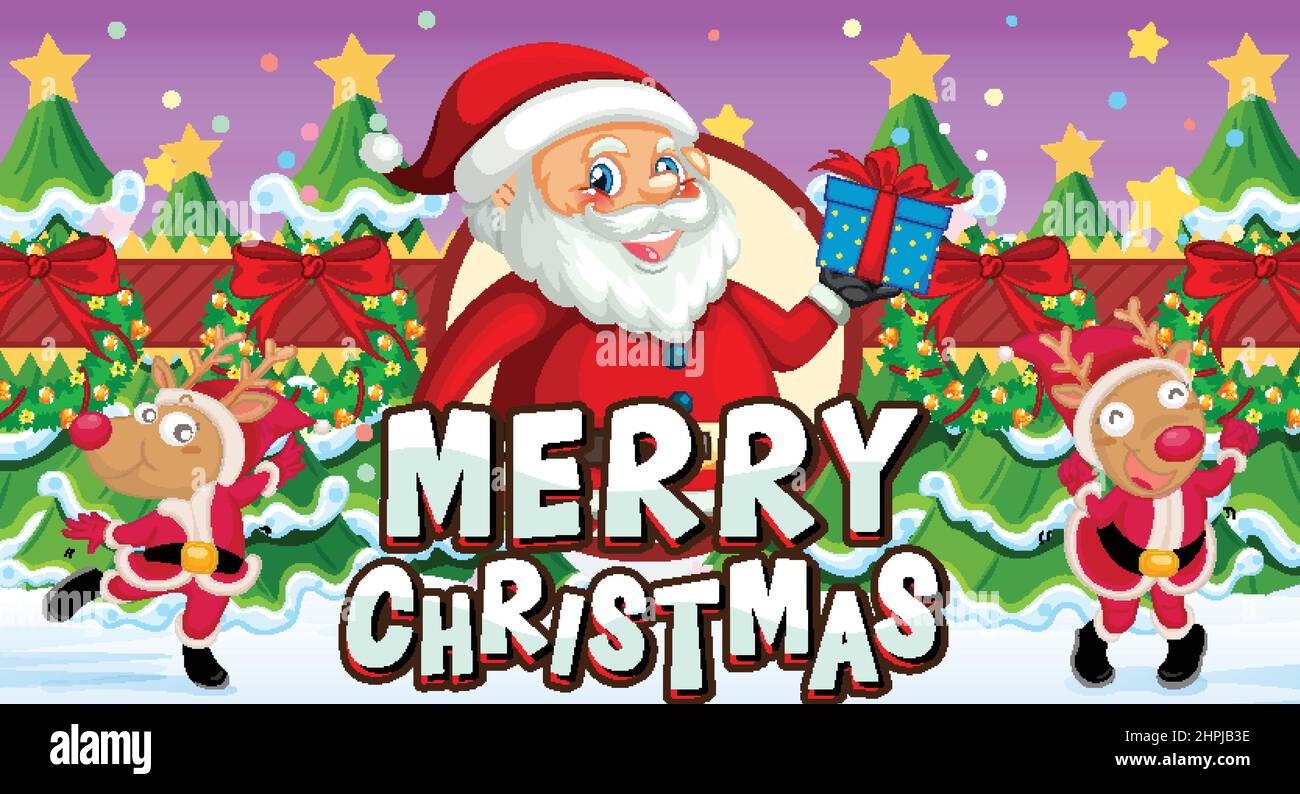 Merry Christmas banner design with Santa Claus cartoon character ...