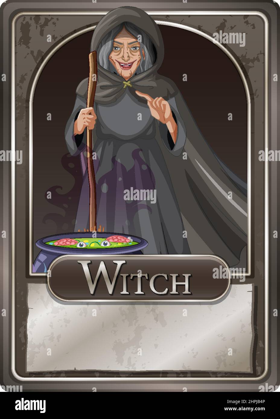 Old witch character game card template illustration Stock Vector Image ...