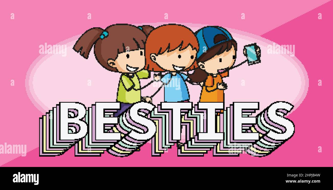 Besties banner with happy children illustration Stock Vector Image ...