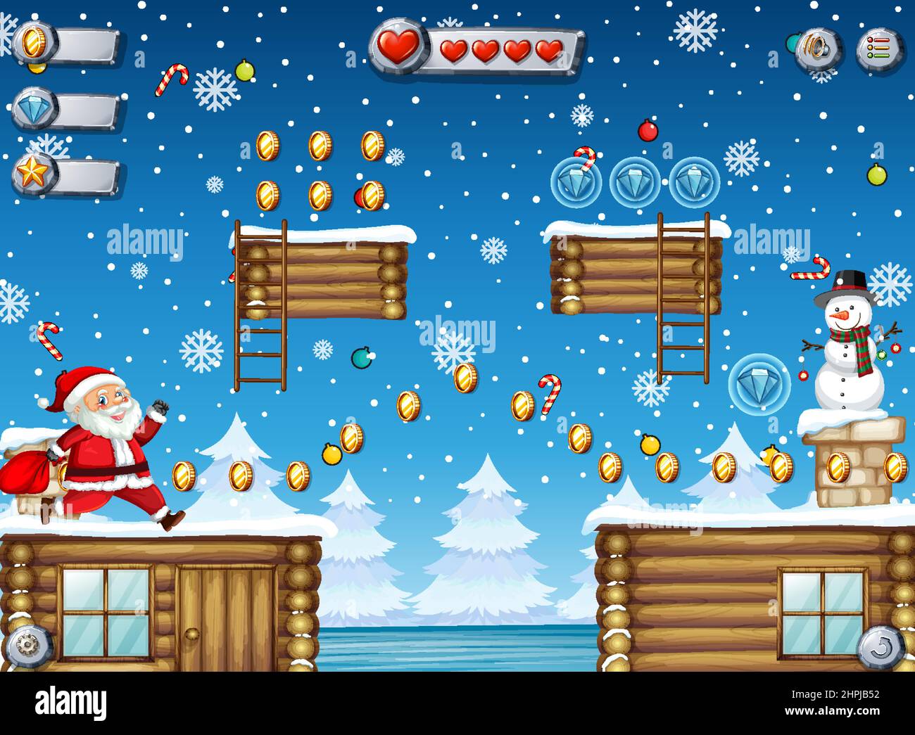 A game template snowing background illustration Stock Vector Image ...