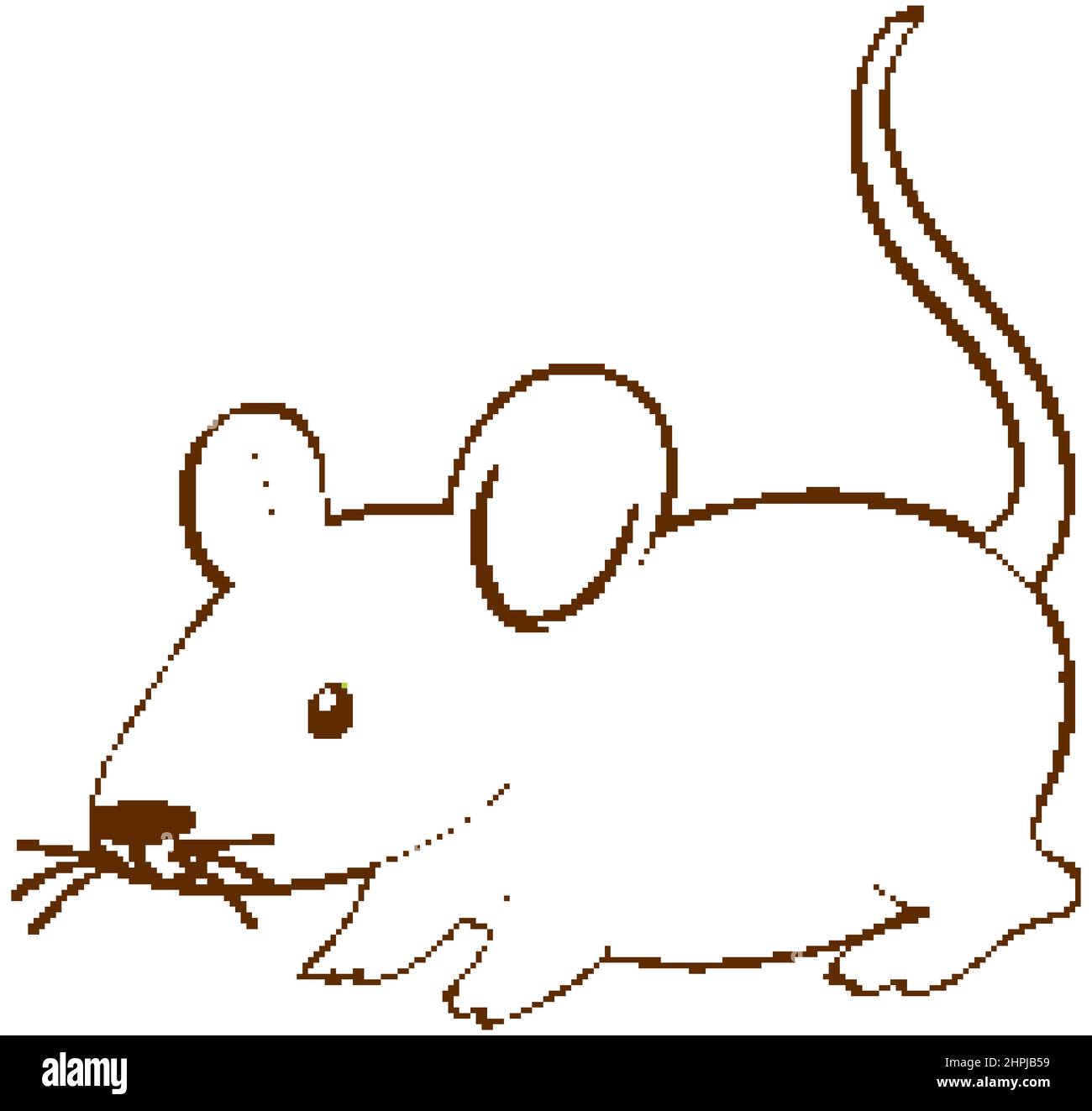 Rat in doodle simple style on white background illustration Stock ...