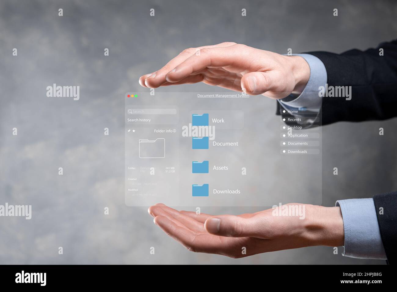 Document management concept. Virtual screen icons Document Management ...