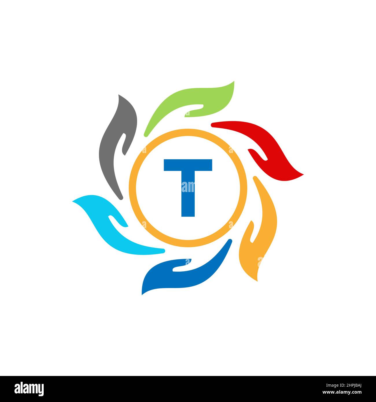 Health Care, Pharmacy, Medical Logo Design On Letter T. Charity Hand ...