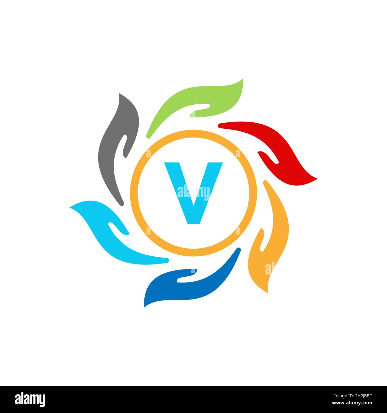 Health Care, Pharmacy, Medical Logo Design On Letter V. Charity Hand ...
