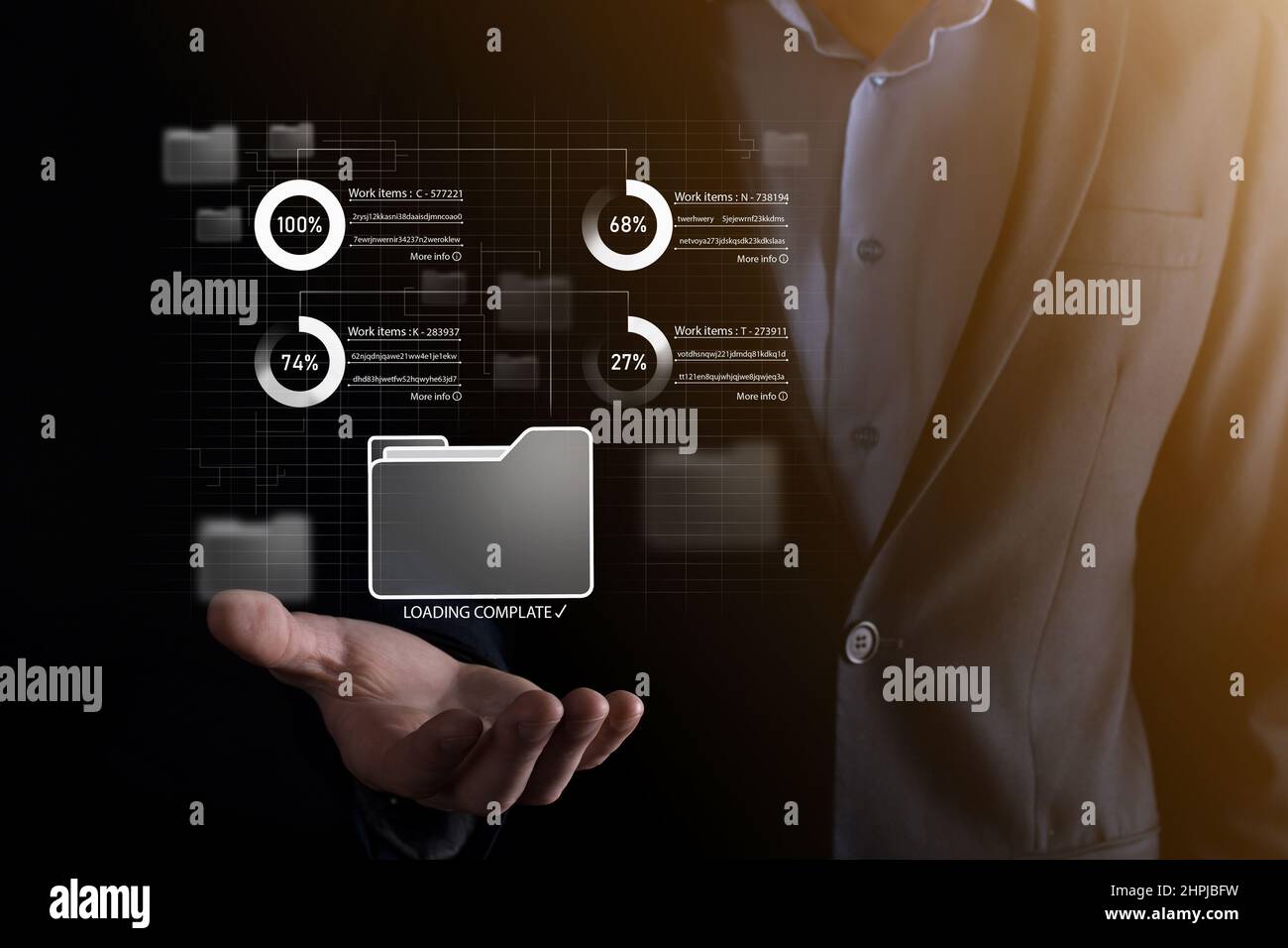 Business developer hand using board framework on virtual modern ...