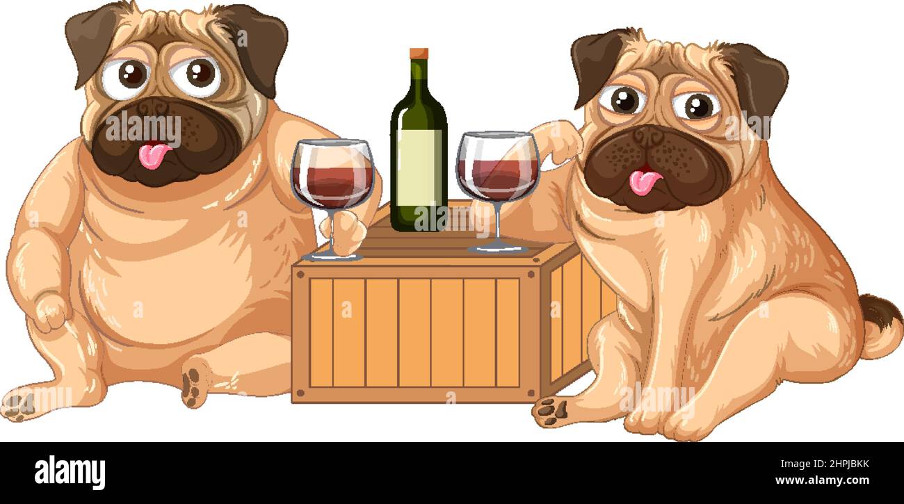 Two dogs drinking wine illustration Stock Vector Image & Art - Alamy