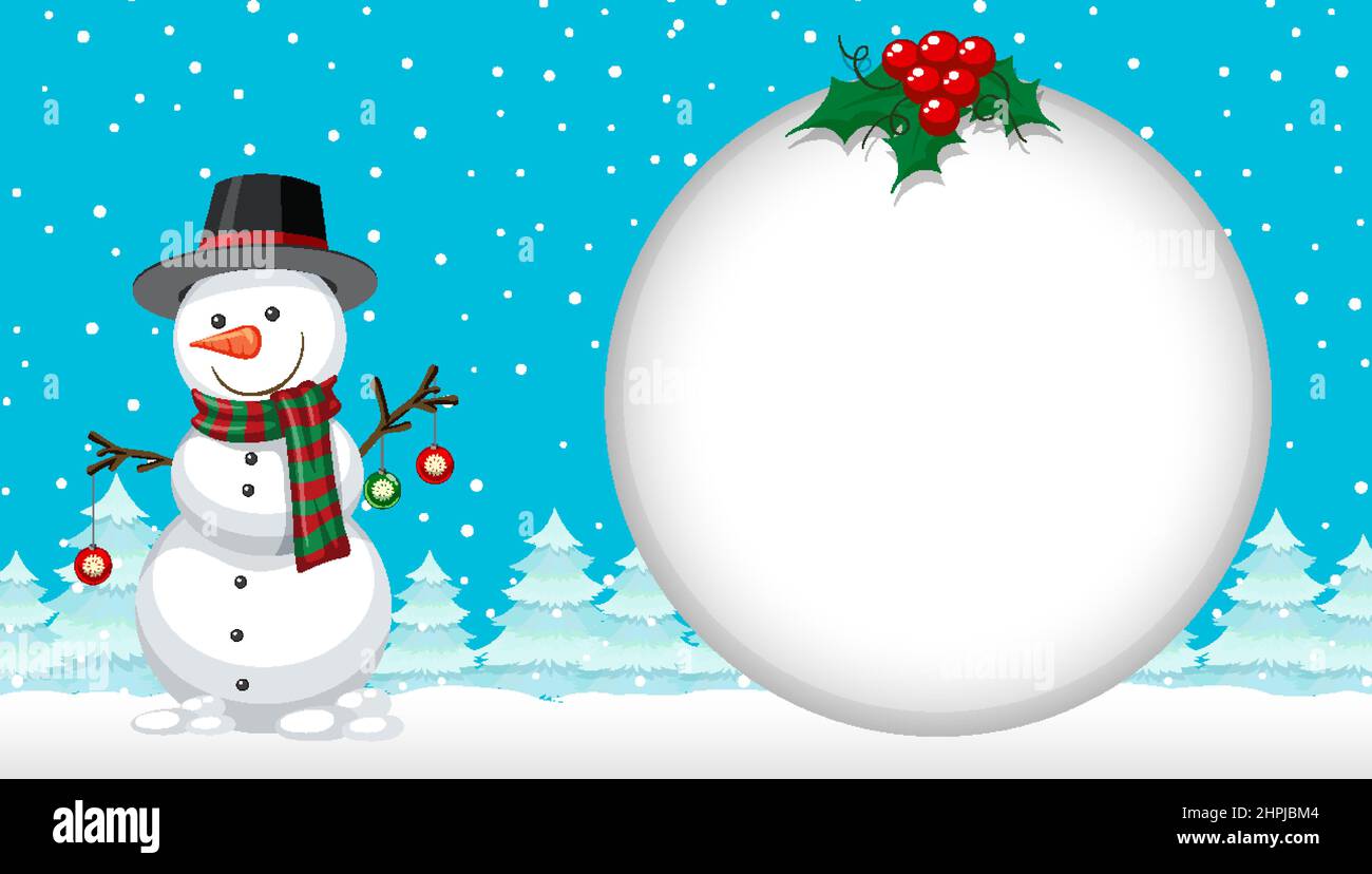 Christmas snowman with empty banner illustration Stock Vector Image ...