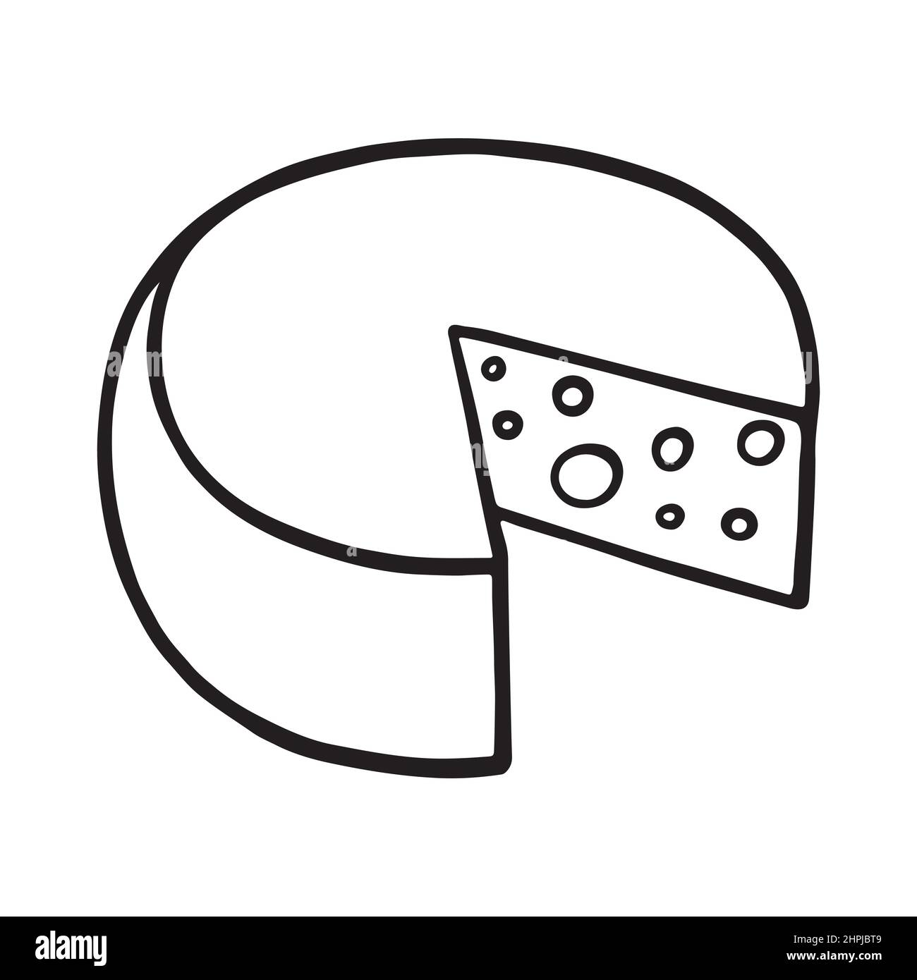 vector doodle icon cheese head, cut piece. Italian food, tourist symbol ...