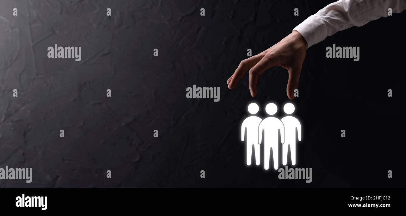 Businessman hold teamwork icon. Building a strong team. people icon ...