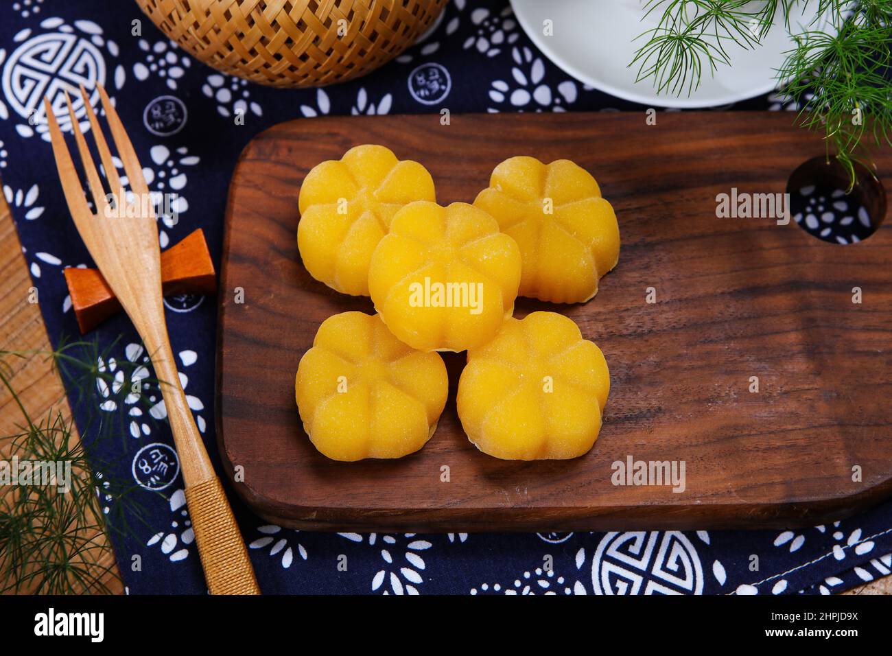 Mango ice skin mooncakes Stock Photo - Alamy