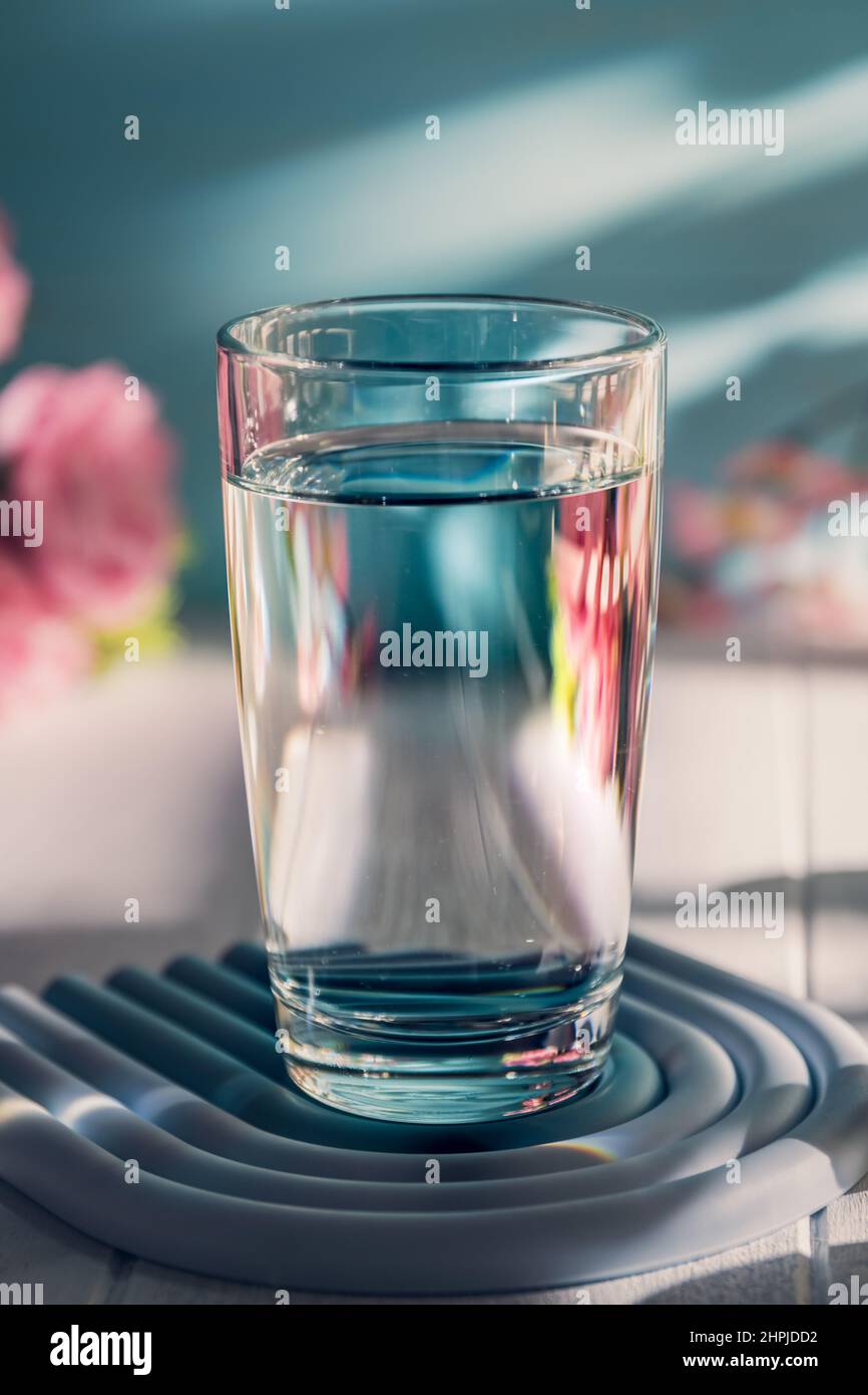 A glass of clean water on the desktop Stock Photo - Alamy