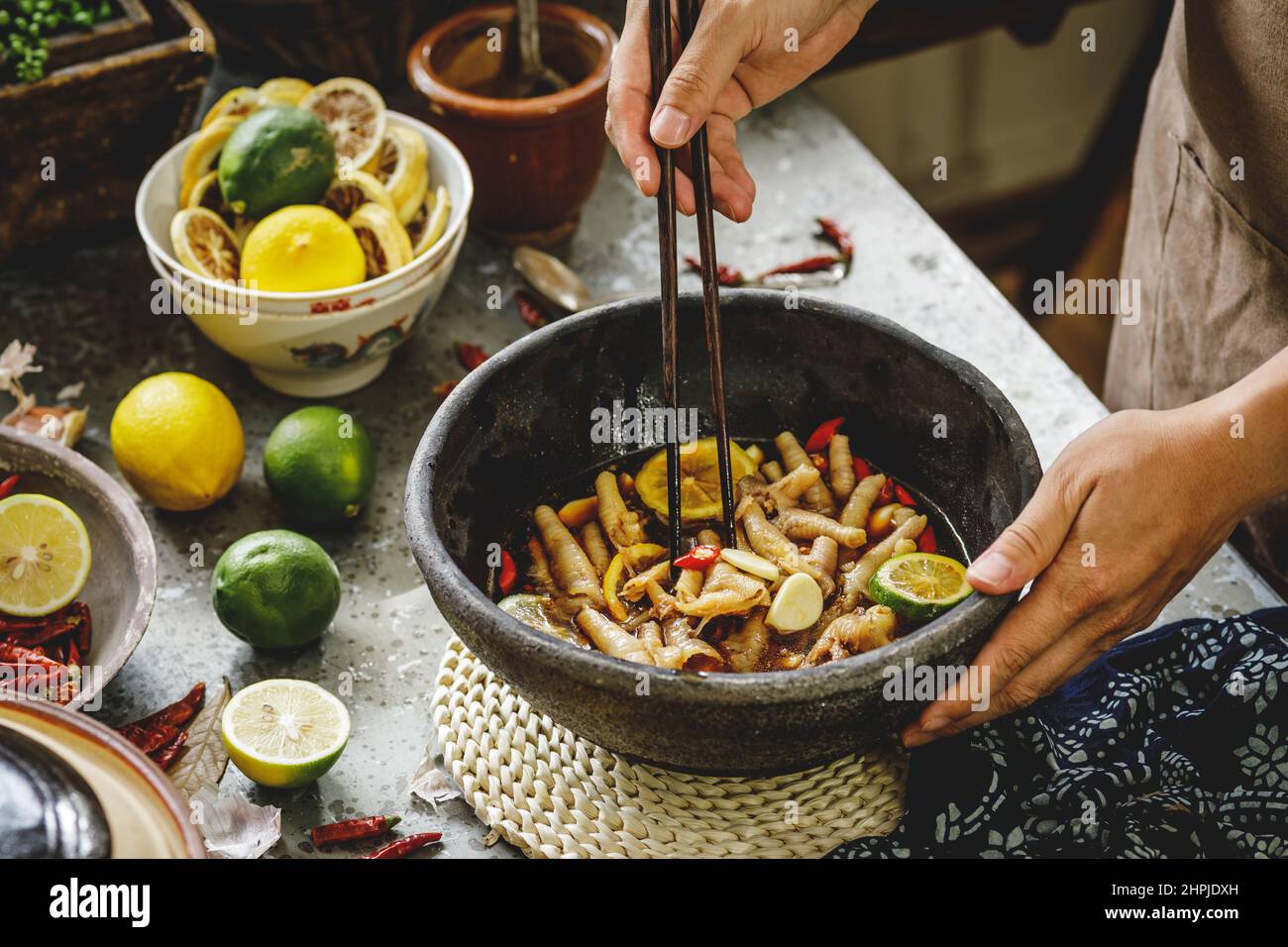 Chicken Feet with Pickled Peppers Stock Photo - Alamy