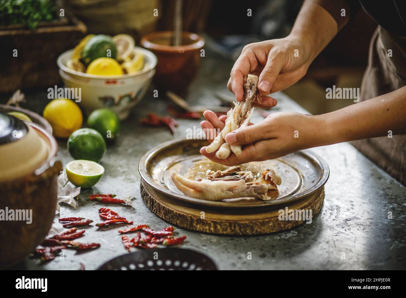 Chicken Feet with Pickled Peppers Stock Photo - Alamy