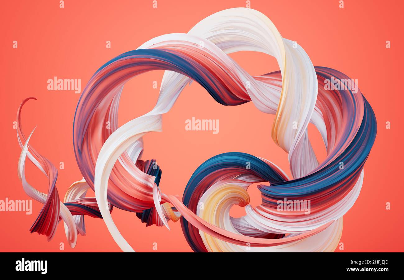 Abstract flowing gradient lines, 3d rendering. Computer digital drawing ...