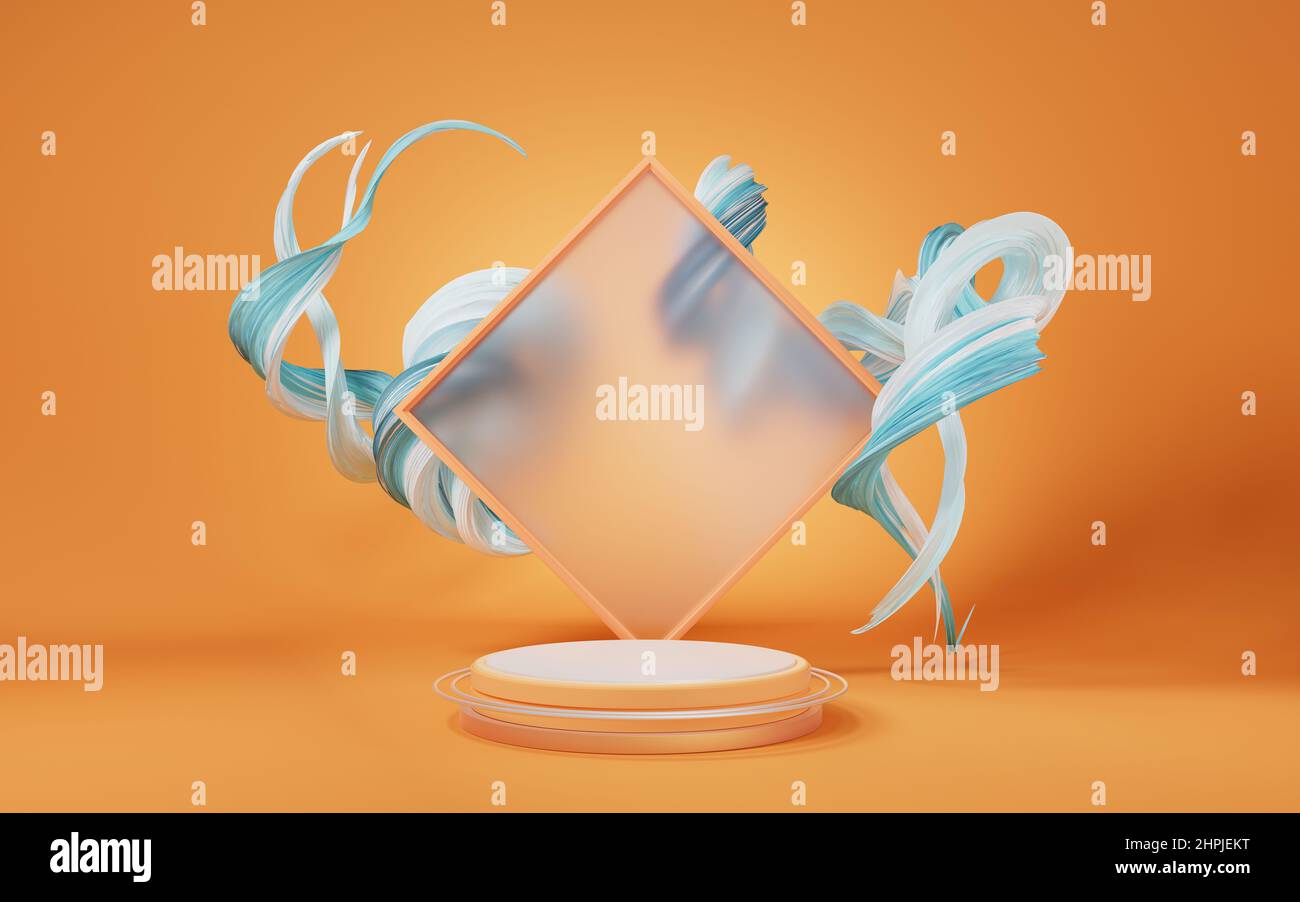 Product stage with curve line background, 3d rendering. Computer ...