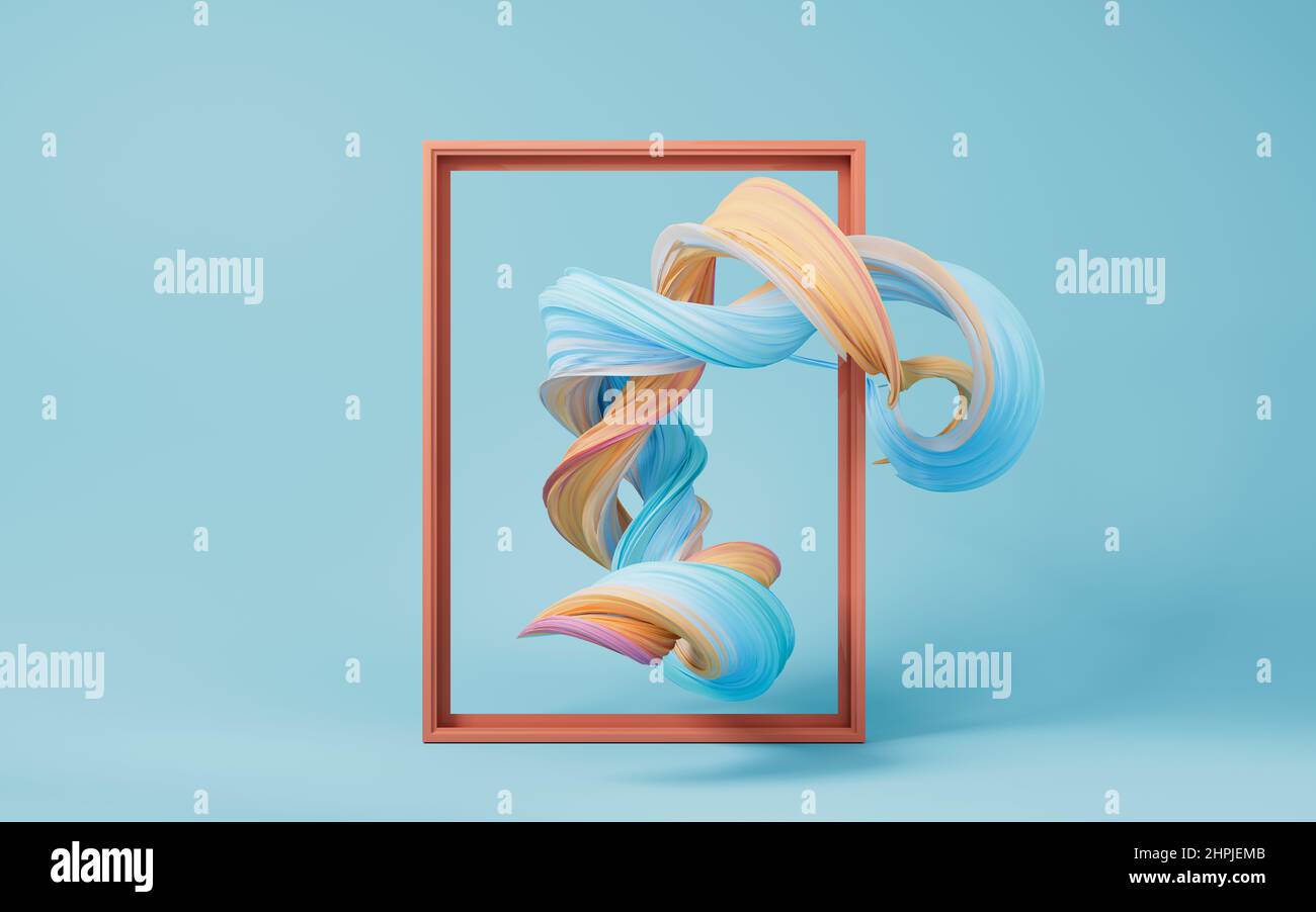 Abstract flowing gradient lines, 3d rendering. Computer digital drawing ...