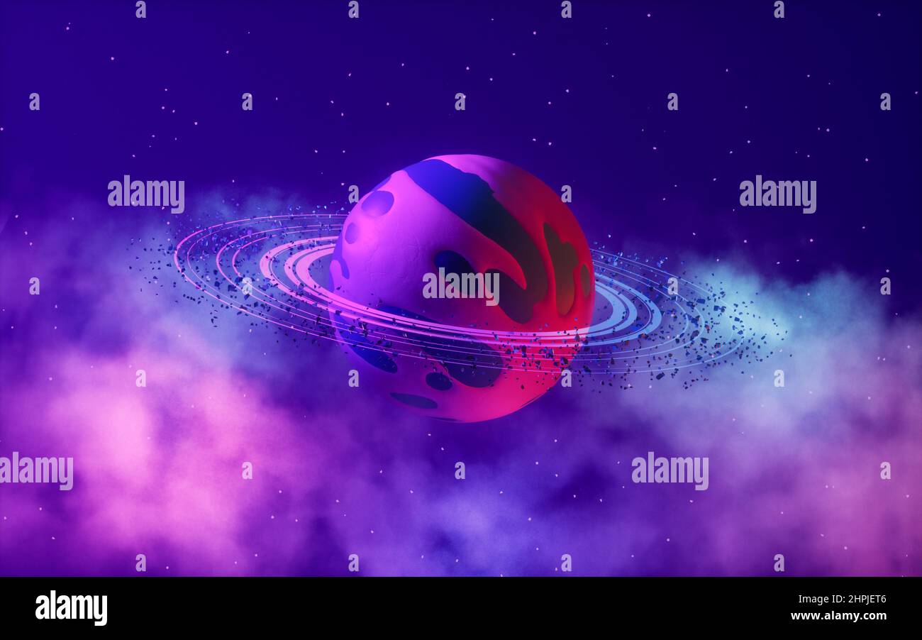 Planet in the outer space, 3d rendering. Computer digital drawing Stock ...